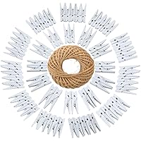 jijAcraft 3.5CM White Mini Wooden Clips for Photos,100Pcs Wooden Craft ...