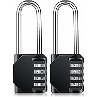 ZHEGE Combination Padlock Long Shackle, 4 Digit Combination Lock Long ...