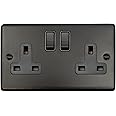 Matt Black Double Socket (Black Switch) - CFB10B : Amazon.co.uk: DIY ...