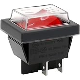 Heschen Rocker Switch ON-OFF SPST 3 Terminals Red Light 16A 250VAC ...