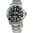 Reginald Green Dial Rotatable Bezel Luminous Hand Quartz Mens Silver ...