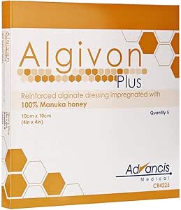 Algivon Plus Manuka Honey Alginate Square Wound Dressing, 10 x 10 cm ...