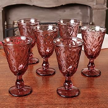 Vintage Style Retro Baroque Wine Goblet Smoked Glass Drink Glasses (set ...