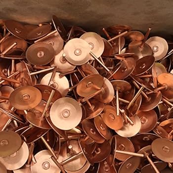 100 x COPPER DISC RIVETS - 20mm LONG x 1.5mm THICK - SLATE ROOF PIN ...