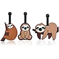 Silicone Luggage Tags for Suitcases, 3pcs Sloth Suitcase Tags Cartoon ...