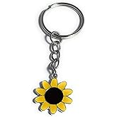 FizzyButton Gifts Sunflower with Leaves Keyring Key Ring with Enamel ...