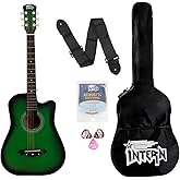 Intern INT-38C-RD-G Linden Wood Cutaway Right Handed Acoustic Guitar ...