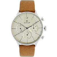 Titan Quartz Chronograph Silver Dial Leather Strap Watch for Men ...