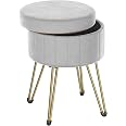SONGMICS Storage Ottoman, Velvet Dressing Table Stool, 39 x 44.4 cm ...