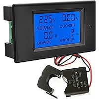 AC 80-260V 100A Voltmeter Current Voltage Amperage Power Energy Panel LCD Digital Display ...