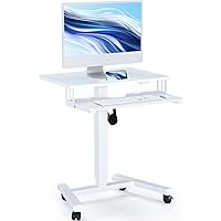 CASART Height Adjustable Rolling Computer Desk, 2-Tier Standing Desk ...