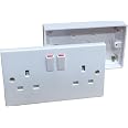 Double Wall Socket & Back Box Pattress. Twin 2 Gang Switched Plug ...