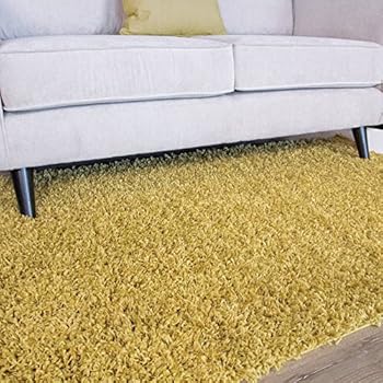 Ochre Mustard Yellow Dark Striped Luxurious Thick Fluffy Shag Shaggy ...