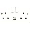 MK (ELECTRIC) Logic Plus Double Socket (K2745WHI) with Dual USB ...