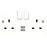 MK (ELECTRIC) Logic Plus Double Socket (K2745WHI) with Dual USB ...