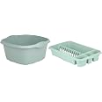 Set of Plastic 39cm Washing Up Bowl Kitchen Organiser with Medium Dish ...