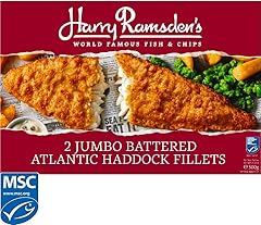 Harry Ramsden’s 2 Jumbo Battered Atlantic Haddock Fillets, 500g (Frozen)