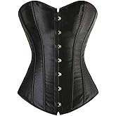 Kelvry Women's Waist Cincher Lace up Boned Basque Corset Shapewear Red ...