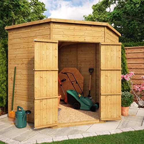 7x7 Project Timber Windowless Wooden Garden Corner Shed with Double ...