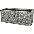 Strata Slate Effect Trough 60cm Grey Outdoor Plant Pot 25 cm (W) x 60 ...