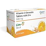 Ourdaily Vitamin C (500mg) & Zinc, chewable tablets, tasty lemony orange flavour - builds ...