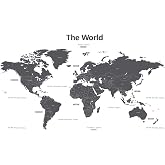 DECOWALL DL3-1609G Extra Large World Map Modern Grey Vinyl Stickers ...