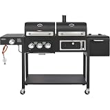 CosmoGrill Barbecue DUO Gas Grill + Charcoal Smoker Portable BBQ (Black ...