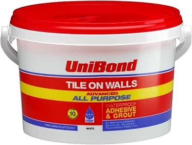 UniBond Wall Tile Adhesive and Grout with Anti-Mould Economy Tub ...