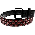 Unisex 3 Row Pyramid Studded Belt Bicolour Black and Red Check ...