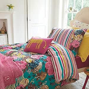 Joules Bedding - English Garden Single Duvet Cover, Teal and Pink ...