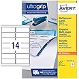 Avery Printable, Multi Purpose Labels, All Printers, 99.1 x 38.1 mm, White, 14 Labels per Sheet ...
