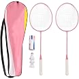 Pink Badminton Racket Set, Lightweight Badminton Rackets Set with ...
