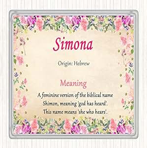 Simona Name Meaning Drinks Mat Coaster Floral: Amazon.co.uk: Office ...