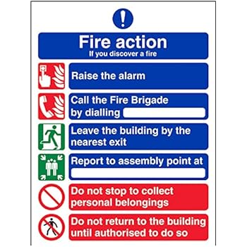 Fire Action Sign - What You Should Do In The Event Of Fire Notice (Self ...