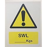 Safe Working Load (Tonnes) safety sign - Self adhesive sticker 150mm x ...