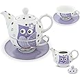 Tea for One Porcelain Tea Set with Teapot / Tea Cup / Saucer Owl Design ...