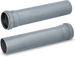 HT Rohr Abwasserrohr mit Muffe Ø 75 mm x 500 mm Länge Grau | PVC Kanalrohr Abflussrohr mit ...