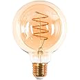 ZHONGXIN E27 Vintage Edison LED Light Bulb, Large G95 Globe Amber Glass Bulb with Curved Spiral ...
