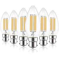 LVWIT B22 LED Candle Bayonet Bulbs,4.5W B22 Bayonet Candle Bulbs, 40W Bulb Equivalent,6500K Cool ...