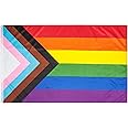 PHENO FLAGS Drapeau Pride Progress 90x150 cm – extrêmement résistant aux intempéries, avec ...