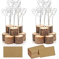 20 Pcs Rustic Wood Place Card Holders with Swirl Wire and 30 Pcs Kraft ...