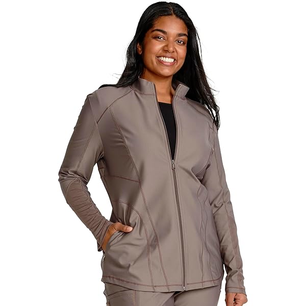 Landau Proflex 3 Pocket Pewter Cherokee Infinity Zip Front Scrub Jacket ...