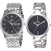 Titan Men's Timeless Style Analog Watch: Refined Black Dial and Metal ...