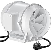 Hon&Guan Rohrventilator 125mm Leise Inline-Kanalventilator Rohrlüfter Abluftventilator mit 1m EU ...