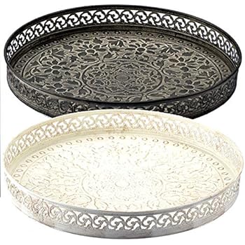 Orientalisches rundes Tablett aus Metall Ferda 40cm groß Kupfer ...