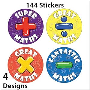 144 x Maths Reward Stickers, School Teachers Mathematics Award, Parents ...