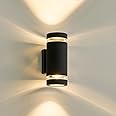 LMP Outdoor Wall Lights Mains Powered, Up Down Outside Lights Black ...