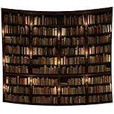 QGHOT Medieval Tapestry, Vintage Bookshelf Tapestry Wall Hanging Retro ...
