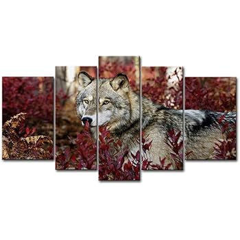 Amazon.de: Heulender Wolf vor Mondlicht, Bild auf Leinwand, XXL riesige Bilder fertig gerahmt mit