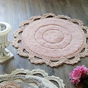 Badteppich Badematte Badvorleger Rund Landhaus Shabby Chic - Crochet ...